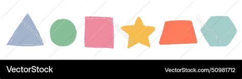 Set Isolated Colorful Hand Drawn Simple Geometric Vector Image