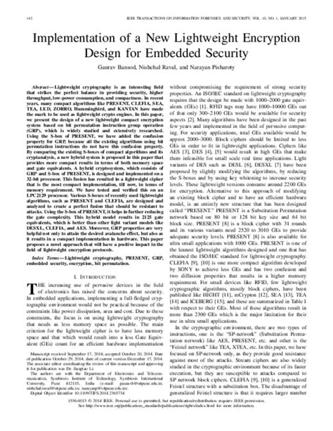 Pdf Implementation Of A New Lightweight Encryption Design For Embedded Security