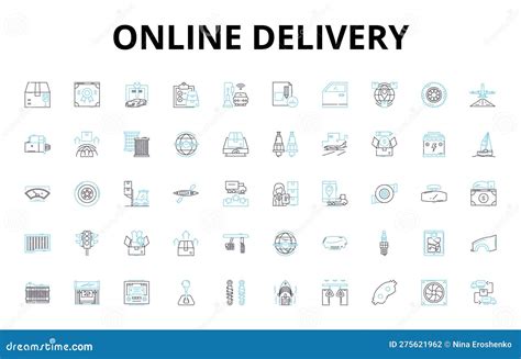 Online Delivery Linear Icons Set Convenience Speed Efficiency Accessibility Reliability