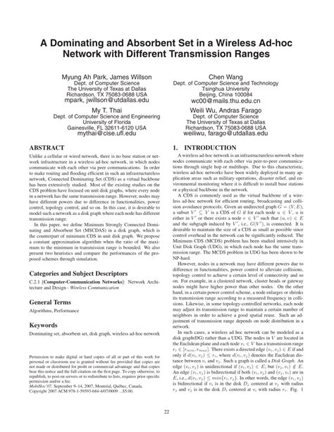 Pdf A Dominating And Absorbent Set In A Wireless Ad Hoc Network With Different Transmission Ranges