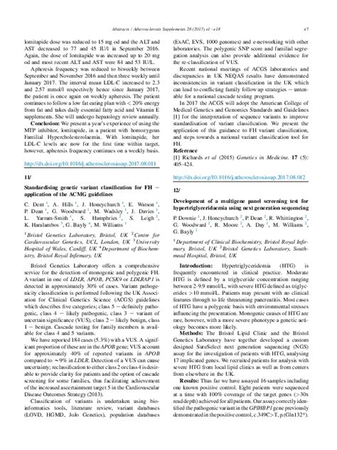 Pdf Standardising Genetic Variant Classification For Fh Application Of The Acmg Guidelines