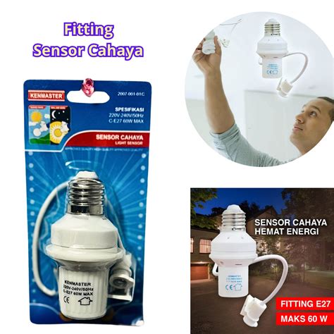 Jual Fitting Sensor Lampu Siang Malam Otomatis Segala Lampu Light Sensor Kenmaster 60 Watt Hemat