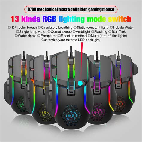 Hxsj S700 10 Keys Wired Rgb Gaming Mouse Macro Programming Gamakay