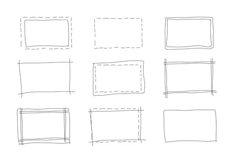 Set Of Hand Drawn Rectangle Frames Simple Doodle Rectangular Shapes