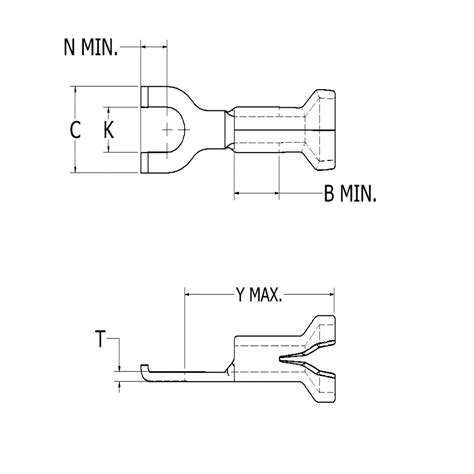 Yae14z4 Nylon Flanged Fork Terminal For 16 14 Awg Yae14z4 Burndy