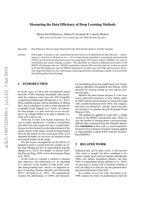 PDF Measuring The Data Efficiency Of Deep Learning Methods