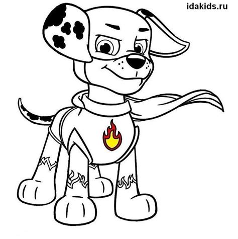 Раскраска Щенячий Патруль Маршал в плаще | Paw patrol coloring, Paw ...