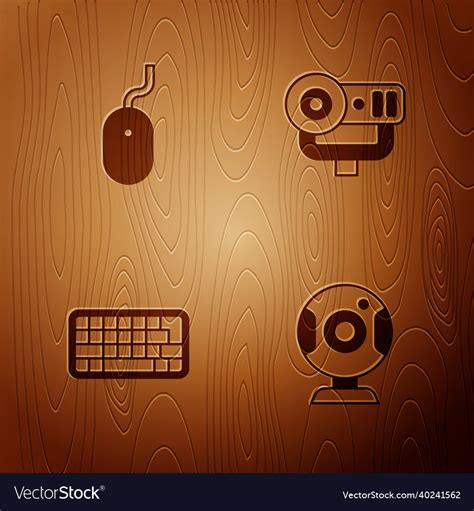 Set Web Camera Computer Mouse Keyboard Royalty Free Vector