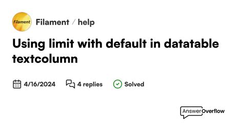 Using Limit With Default In Datatable Textcolumn Filament