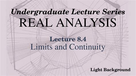 Light Real Analysis Lecture Limits And Continuity YouTube