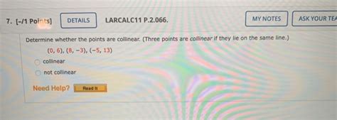 Solved Determine Whether The Points Are Collinear Three