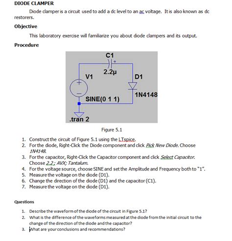 Solved Diode Clamper Diode Clamper Is A Circuit Used To Add