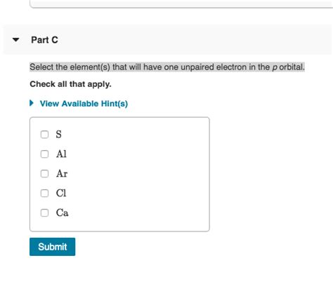 Solved Part C Select The Element S That Will Have One