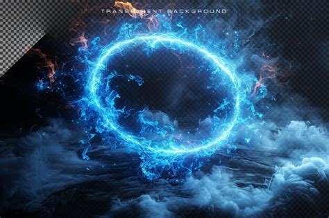 투명한 배경에서 파란색으로 빛나는 담배를 피우는 원 반지 프리미엄 Psd 파일