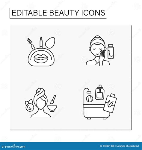 Beauty Line Icons Set Stock Vector Illustration Of Eyes 243871386