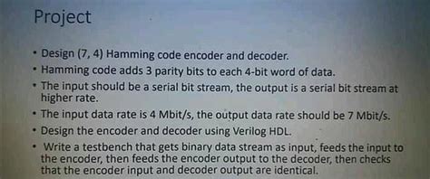 Project Design 74 Hamming Code Encoder And