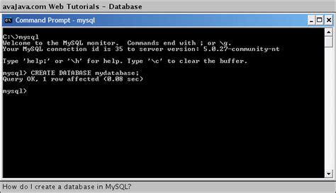How Do I Create A Database In Mysql Web Tutorials Avajava