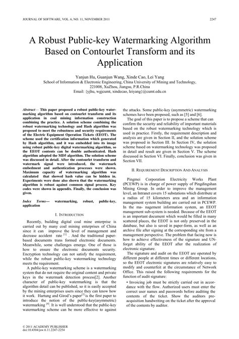 Pdf A Robust Paper Public Key Watermarking Based On Contourlet