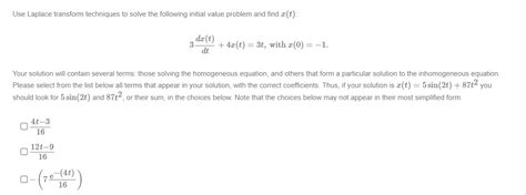Solved Use Laplace Transform Techniques To ﻿solve The