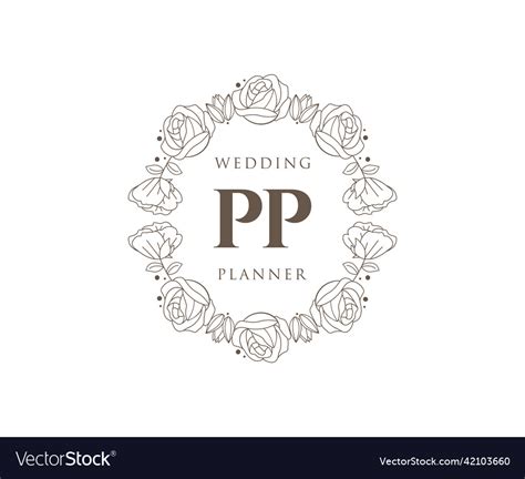 Pp Initials Letter Wedding Monogram Logos Vector Image