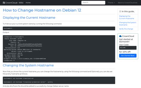 CrownCloud Wiki How To Change Hostname On Debian