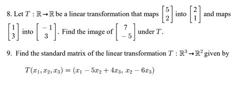 Solved Let T RR Be A Linear Transformation That Maps Chegg Com