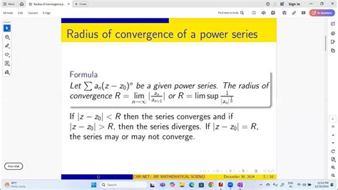 Csir Net Radius Of Convergence Youtube