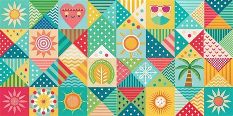 Summertime Patchwork A Collage Of Geometric Patterns And Sunshine