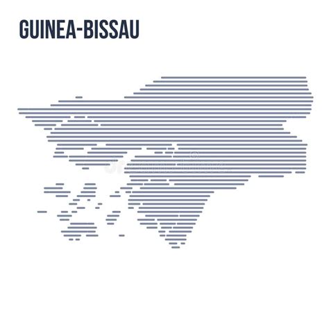 Vector Abstract Hatched Map Of Guinea Bissau With Horizontal Lines