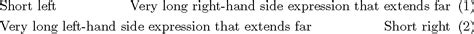 Align Multi Equation Left And Right Margin Alignment With Unbalanced Text Length TeX LaTeX