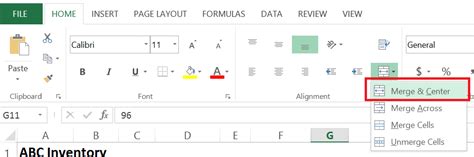 Easy Excel Menu Monday Merge Center Merge Cells