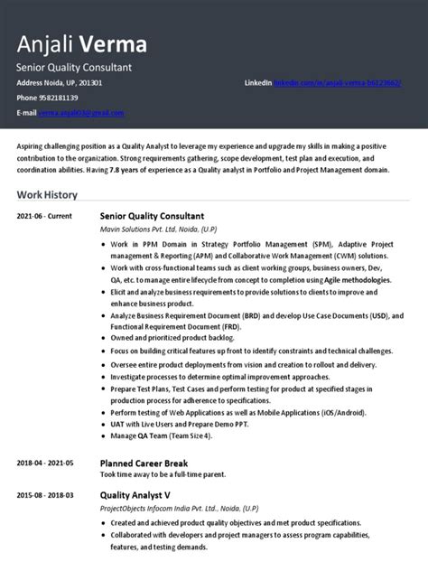 Anjali Verma Senior Quality Consultant Pdf Software Testing Computer Engineering