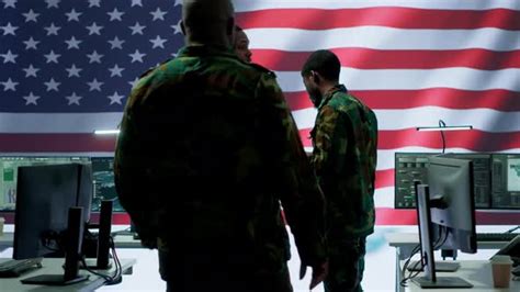 Us Soldiers In A High Tech Command Center Protecting Classified Information Technology Stock