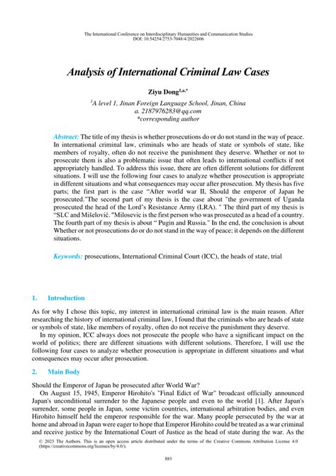 Pdf Analysis Of International Criminal Law Cases