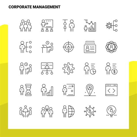 Set Of Corporate Management Line Icon Set 25 Icons Vector Minimalism Style Design Black Icons