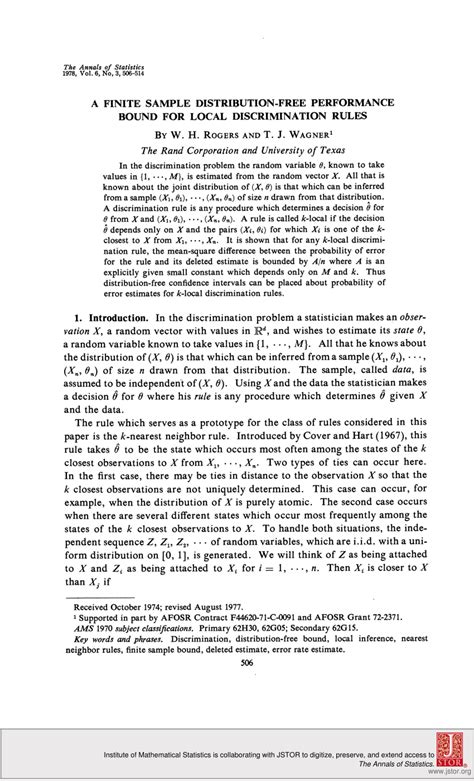 Pdf A Finite Sample Distribution Free Performance Bound For Local