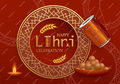 전통적인 인도 축제를 위한 해피 로리 휴일 프리미엄 벡터