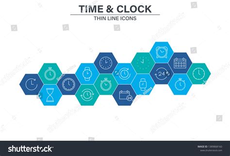 Set Time Clock Web Icons Line Stock Vector Royalty Free 1389868160 Shutterstock