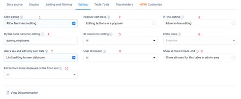 Table Elements And Configuration In Wpdatatables