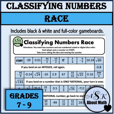 Classifying Numbers Race By Ask About Math Tpt Classifying Numbers Race By Ask About Math Tpt
