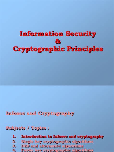 Information Security And Cryptographic Principles Pdf Key