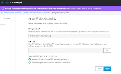 Ip Blacklist Mulesoft Api Manager Ootb Policy Configuration