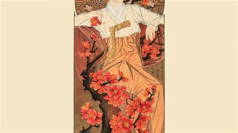 알폰스무하를 한국적으로 재해석한 사군자 매난국죽 중 봄을 담고 있는 매화 🌺 네이버 Tv