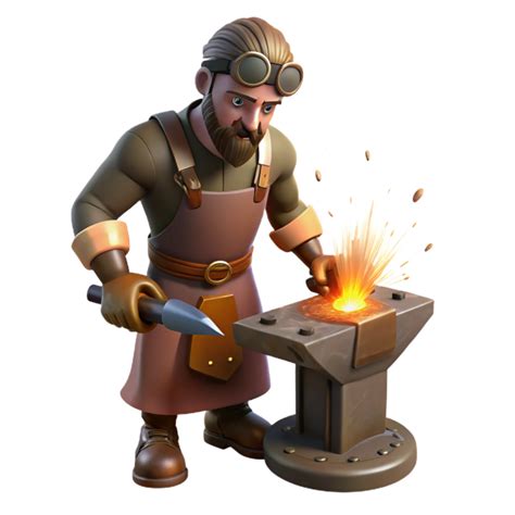 Wonderful Contemporary Blacksmith 3d Illustration Crafting Metal