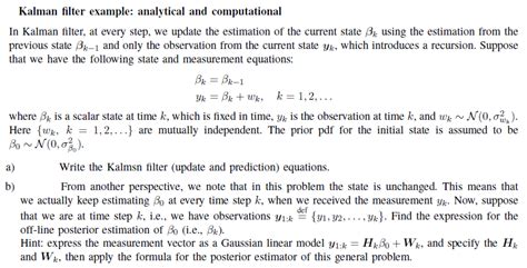 solved kalman filter example analytical and computational