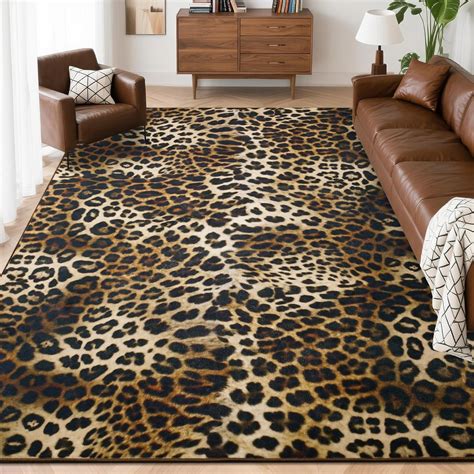 Foxmas Leopard Area Rugs For Living Room 8x10 Feet Machine