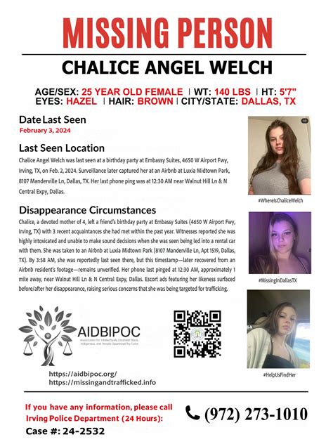 Missing Person Chalice Angel Welch Aidbipoc