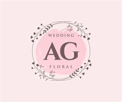 Ag Initials Letter Wedding Monogram Logos Template Hand Drawn Modern