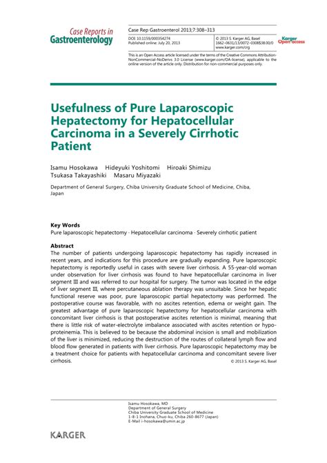 Pdf Usefulness Of Pure Laparoscopic Hepatectomy For Hepatocellular Carcinoma In A Severely