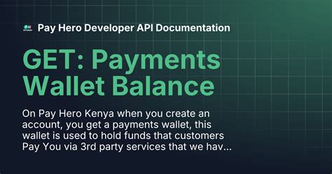 Get Payments Wallet Balance Pay Hero Docs